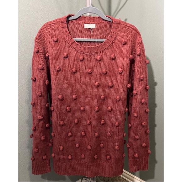 entro | Sweaters | Entro Burnt Orange Pom Sweater L | Poshmark